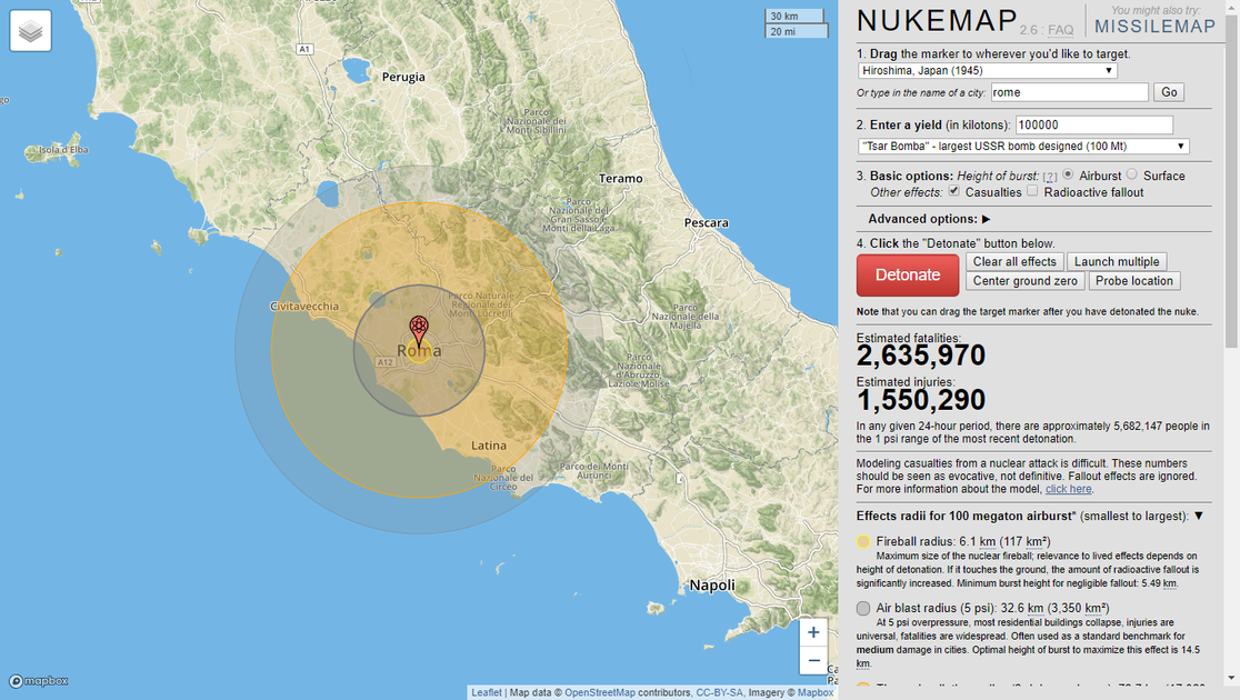 NukeMap - World nuclear bombing simulator | Steemhunt